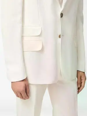 Ami Blended Linen Single Breasted Straight Jacket - Neutrals