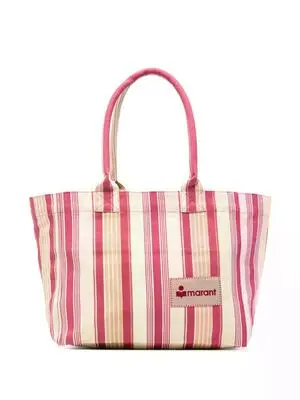 Isabel Marant Étoile Yenky Striped Tote Bag With Logo Patch - Pink