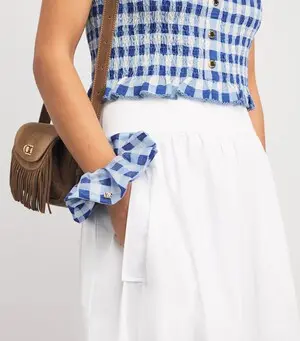 Sandro Linen-blend Gingham Scrunchie