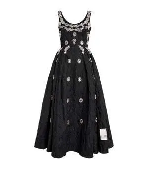 Erdem Embroidered Cloque Maxi Dress