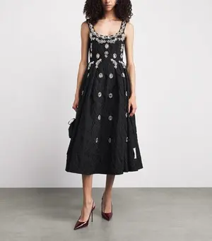 Erdem Embroidered Cloque Maxi Dress