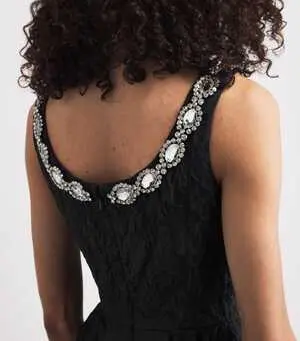 Erdem Embroidered Cloque Maxi Dress