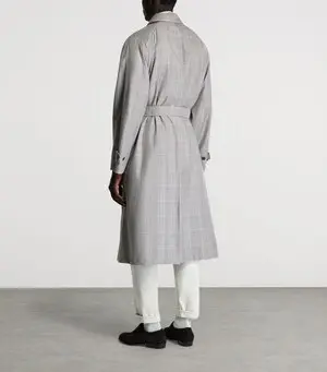 Dunhill Cotton-silk Glen Check Car Coat - Beige