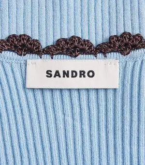 Sandro Crochet-trim Ribbed Tank Top - Blue