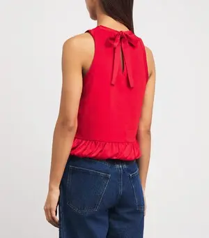 Sandro Cotton Ruffled Tank Top - Red