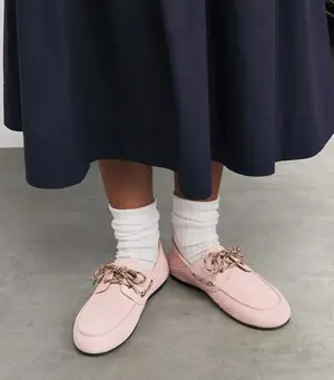 Sandro Suede Boat Shoes - Pink