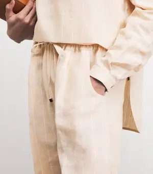 Kiton Linen Stripe Drawstring Trousers