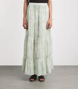 Kiton Silk Printed Midi Skirt