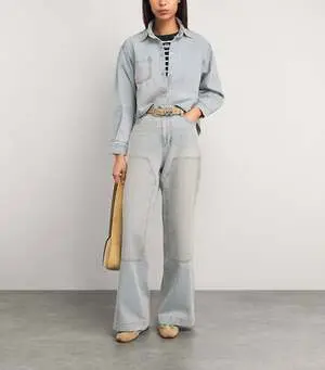 Sandro Rhinestone-embellished Straight Jeans - Blue