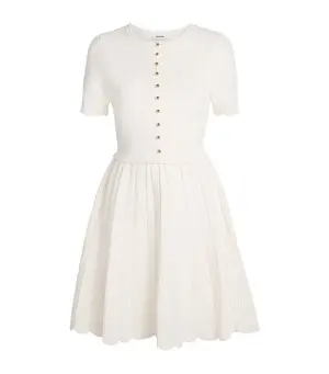Sandro Knitted Pointelle Mini Dress - Beige
