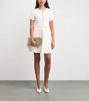 Sandro Knitted Pointelle Mini Dress - Beige