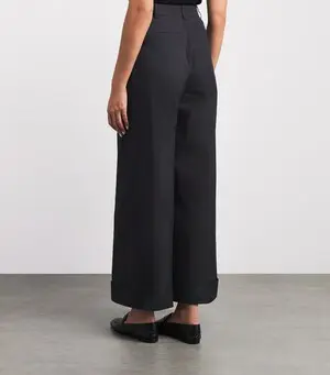 Claudie Pierlot Cotton-blend Wide-leg Trousers