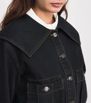 Claudie Pierlot Contrast-stitch Denim Jacket - Black