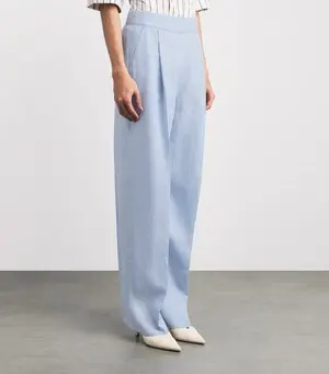 Agnona Linen Pleated Drawstring Trousers