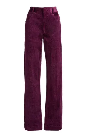 Christopher Esber Ava Sateen Corduroy Straight-leg Pants - Purple