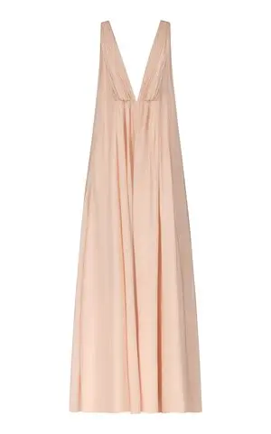 TEMILY Angelina Silk Habotai Maxi Dress - Pink