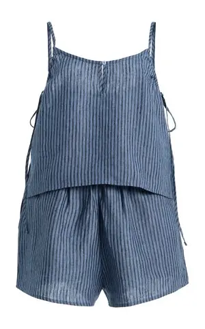 DEIJI STUDIOS Striped Linen Set - Blue
