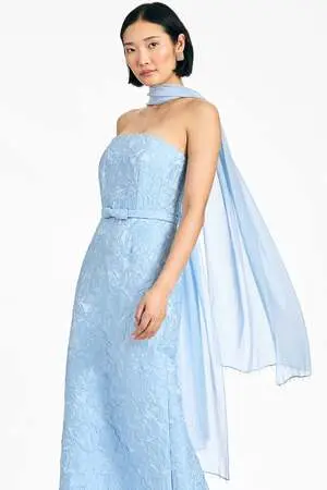 Sachin & Babi Emmy Blue Embellished Silk Chiffon Scarf - Sky