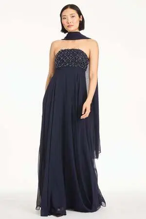 Sachin & Babi Embellished Strapless Gown - Midnight