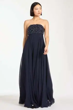 Sachin & Babi Embellished Strapless Gown - Midnight