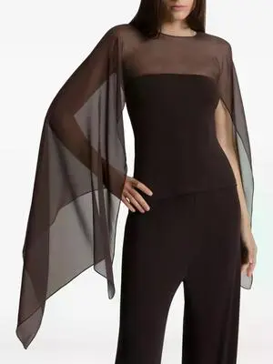 Alberta Ferretti Sheer-paneled Cape Top - Brown