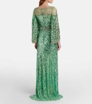 Jenny Packham Ines Embellished Sequined Gown