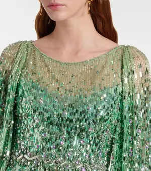 Jenny Packham Ines Embellished Sequined Gown