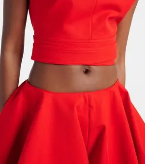 Alaïa Belted Cotton Gabardine Crop Top