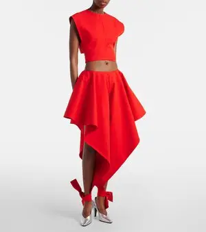 Alaïa Belted Cotton Gabardine Crop Top