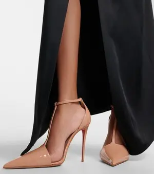 CHRISTIAN LOUBOUTIN Kate Patent Leather Pumps - Beige