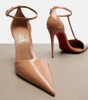 CHRISTIAN LOUBOUTIN Kate Patent Leather Pumps - Beige