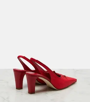 Manolo Blahnik Montbalo Raffia Slingback Pumps - Red