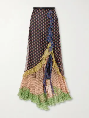 Etro Floral-print Silk-chiffon Maxi Skirt
