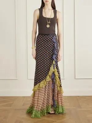 Etro Floral-print Silk-chiffon Maxi Skirt