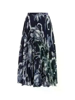 Erdem Pleated Floral Midi Skirt