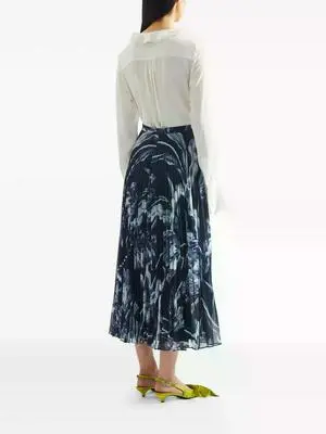 Erdem Pleated Floral Midi Skirt