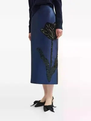 Erdem Floral Mikado Pencil Skirt