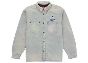 Supreme Quilted Lined Denim Snap Shirt (ss26) - Stripe