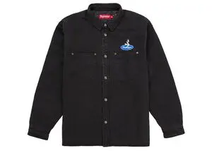 Supreme Quilted Lined Denim Snap Shirt (ss26) - Black