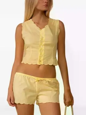 MONTCE Scalloped Cropped Top - Yellow