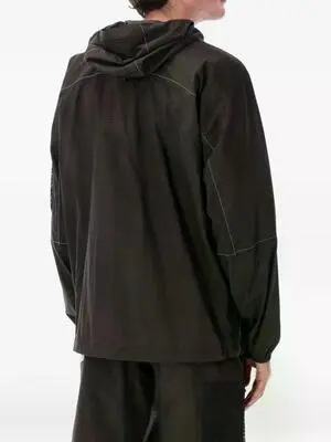 AND WANDER Lightweight Grid Pattern Jacket - Brown