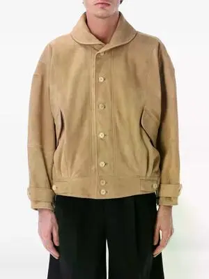 Auralee Suede Bomber Jacket - Neutrals