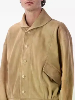 Auralee Suede Bomber Jacket - Neutrals