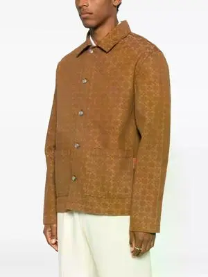 Sandro Square Cross Jacquard Denim Worker Jacket
