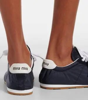Miu Miu Plume Suede-trimmed Sneakers - Blue