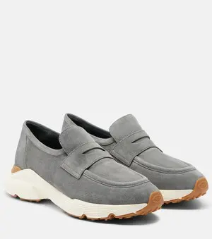 TOD'S Suede Penny Loafers - Grey
