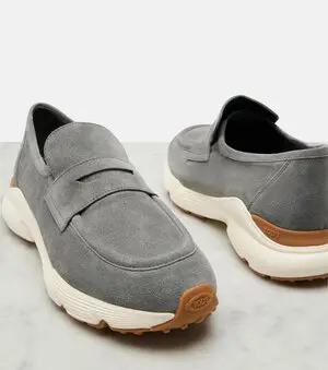 TOD'S Suede Penny Loafers - Grey