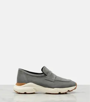 TOD'S Suede Penny Loafers - Grey