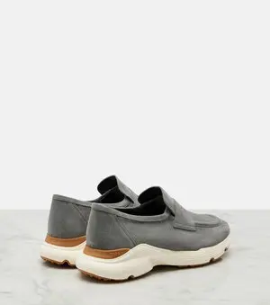 TOD'S Suede Penny Loafers - Grey