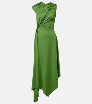 Victoria Beckham Asymmetric Gathered Midi Dress - Green